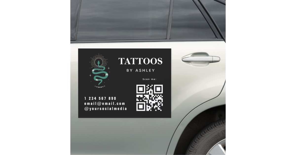 Tattoo Artist Studio Salon Mystic Snake & QR Code Car Magnet | Zazzle