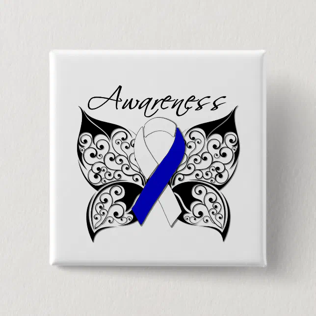 Tattoo Butterfly Awareness - ALS Disease Button | Zazzle