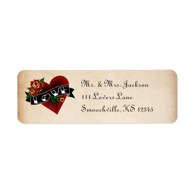 Tattoo Rose Return Address Labels | Zazzle