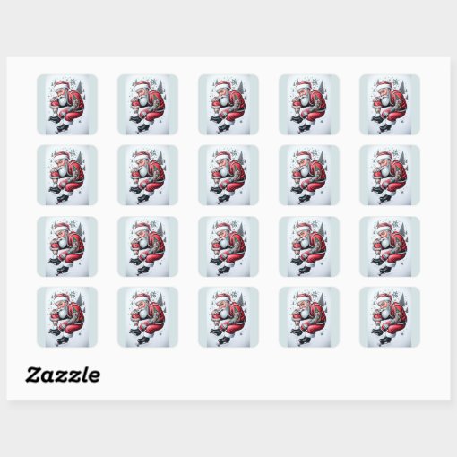 Tattoo Santa Claus Square Sticker | Zazzle