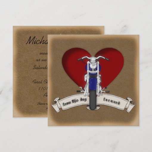 Tattoo Style Motorcycle & Heart Wedding Invitation | Zazzle