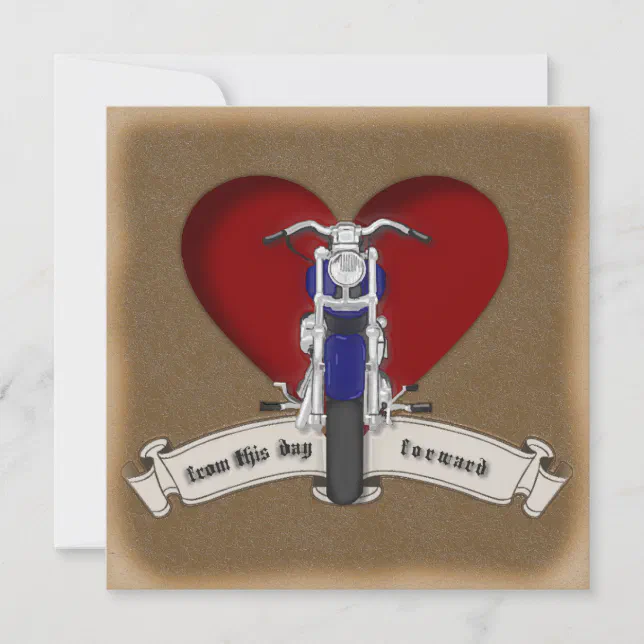 Tattoo Style Motorcycle & Heart Wedding Invitation | Zazzle