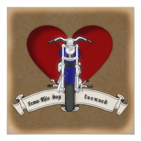 Tattoo Style Motorcycle & Heart Wedding Invitation | Zazzle.com