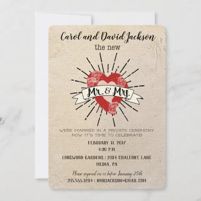 Tattoo Style Post Wedding Elopement Party Invitation | Zazzle