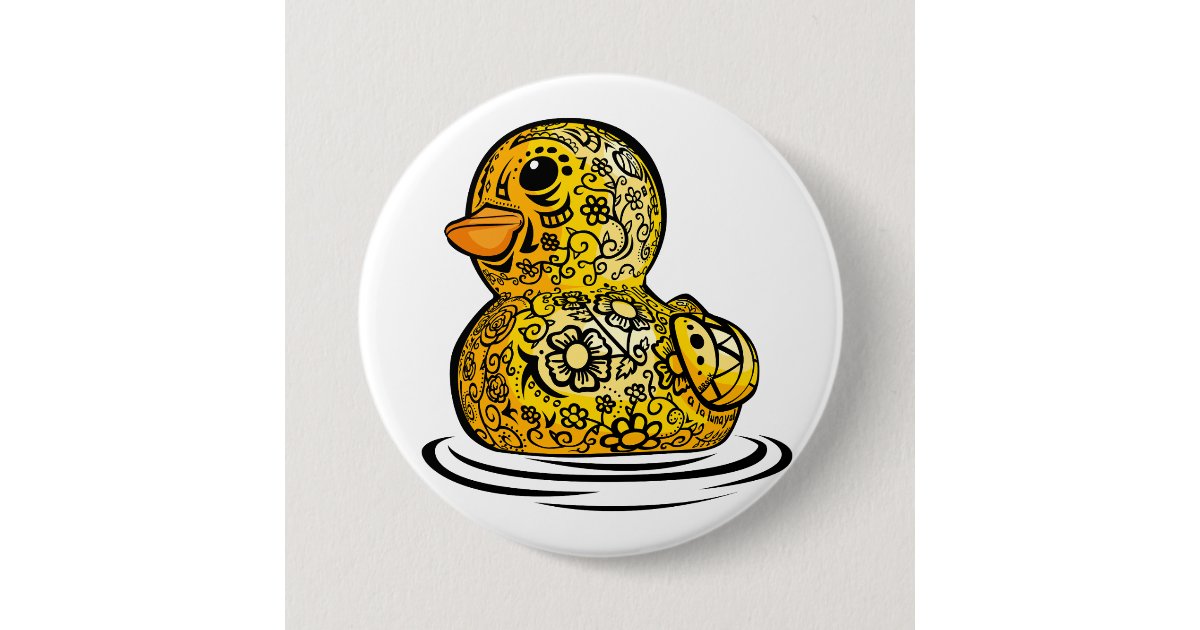 Tattooed Rubber Duck Button | Zazzle
