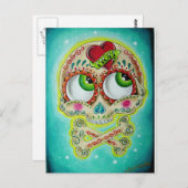 Tattooed skull postcard | Zazzle