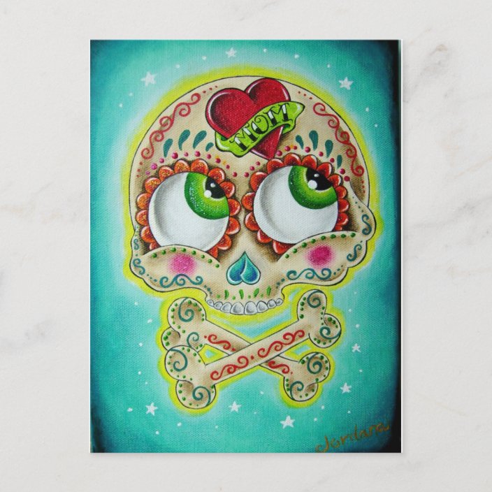 Tattooed skull postcard | Zazzle.com