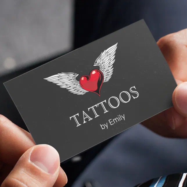 Tattoos By Your Name Flying Heart Simple Modest Business Card | Zazzle