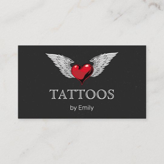 Tattoos By Your Name Flying Heart Simple Modest Business Card | Zazzle.com