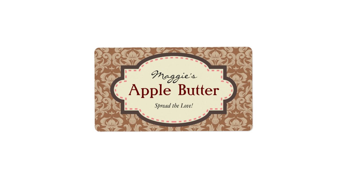 Taupe & Brown Apple Butter Jam Jar Labels, Custom Label | Zazzle
