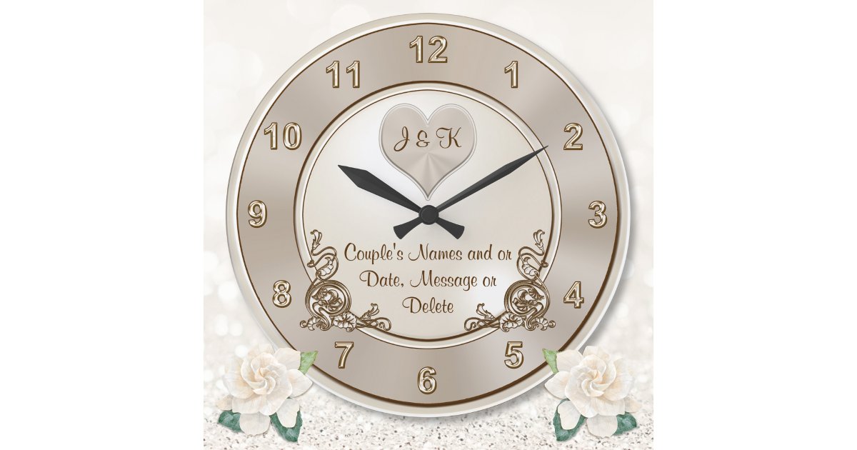 Taupe, Champagne Ivory, Wedding Wall Clock | Zazzle
