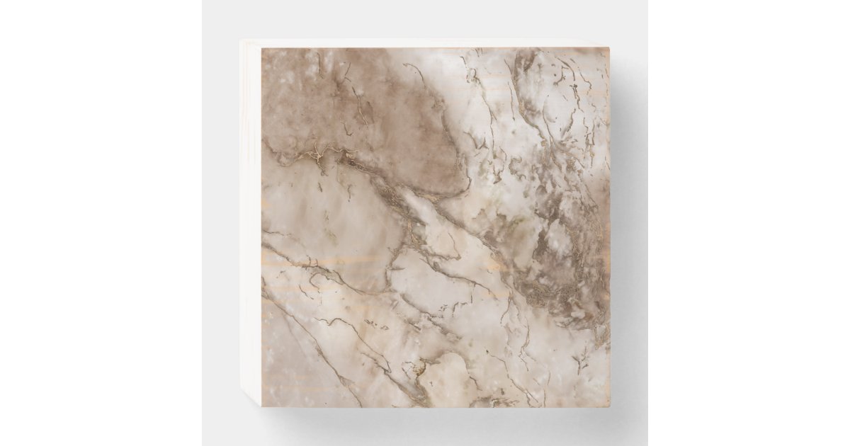 Taupe marble and gold abstract wooden box sign | Zazzle
