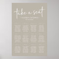 Taupe Minimal Script Bridal Shower Seating Chart | Zazzle