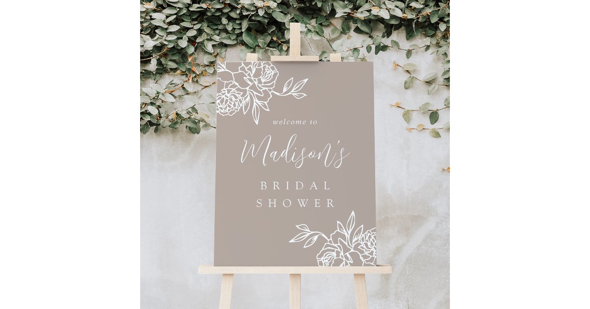 Taupe | Secret Garden Bridal Shower Welcome Sign | Zazzle