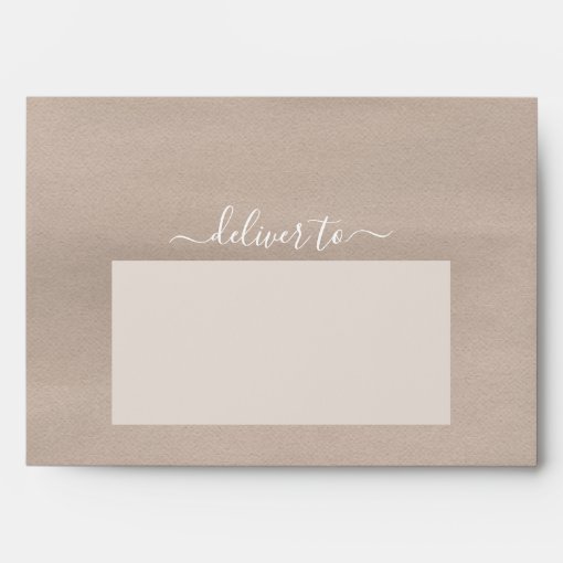 Taupe Watercolor Paper Trendy Script Lettering 5x7 Envelope | Zazzle