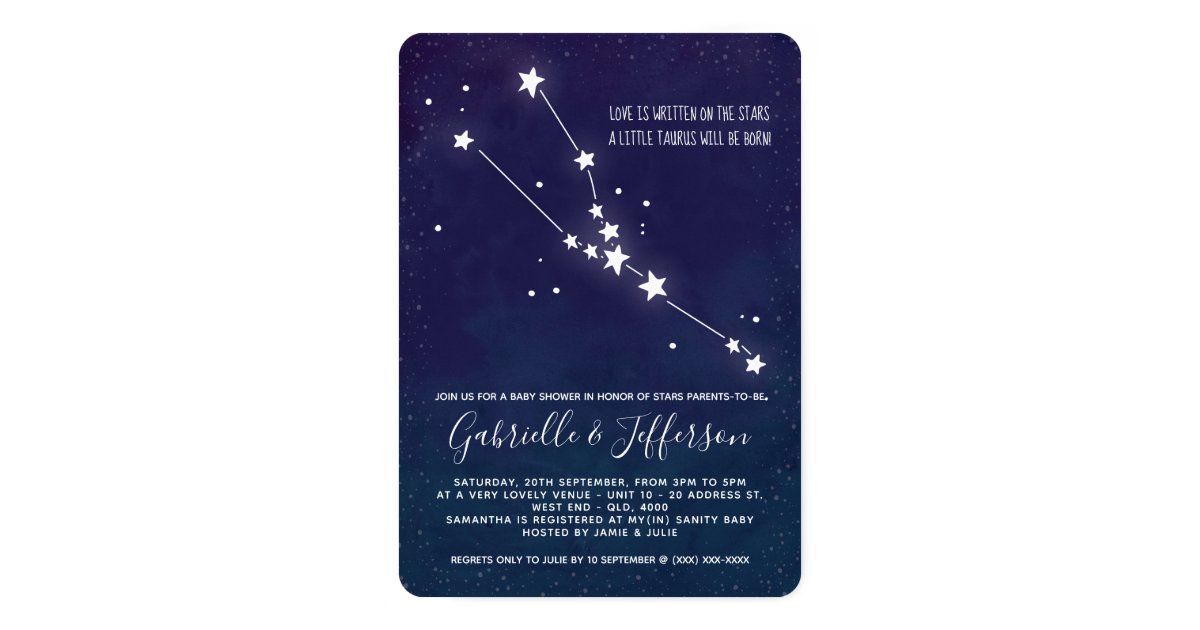Taurus Astrology Baby Shower Invitation | Zazzle.com