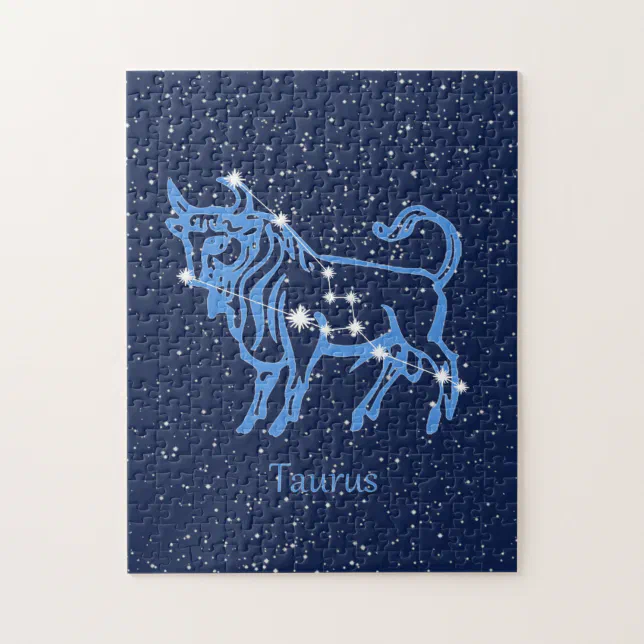 Taurus Constellation and Zodiac Sign with Stars Jigsaw Puzzle | Zazzle