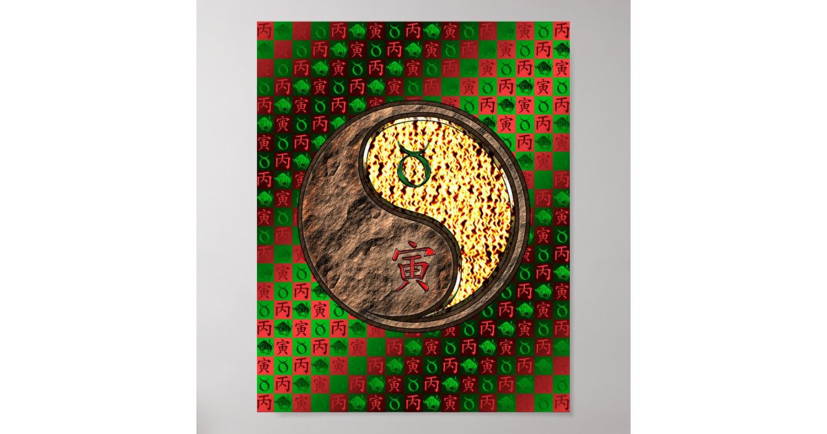 Taurus & Fire Tiger Poster | Zazzle