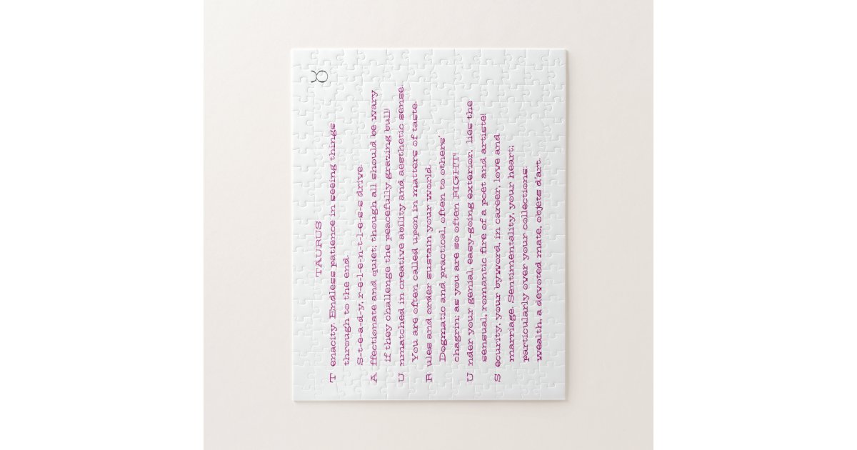 TAURUS poem puzzle | Zazzle