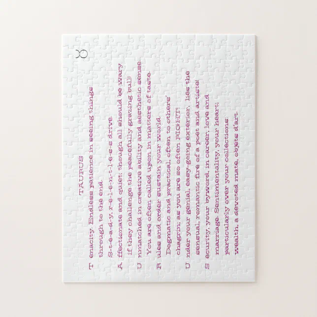 TAURUS poem puzzle | Zazzle