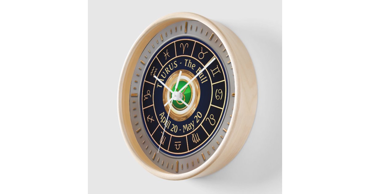 Taurus - The Bull Astrological Sign Clock | Zazzle