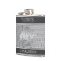 Taurus the Bull in Black and Silver Mesh Flask | Zazzle