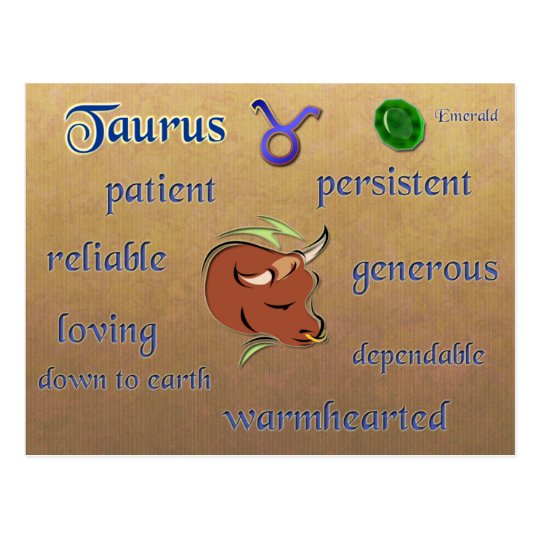 Taurus zodiac characteristics postcard | Zazzle.com