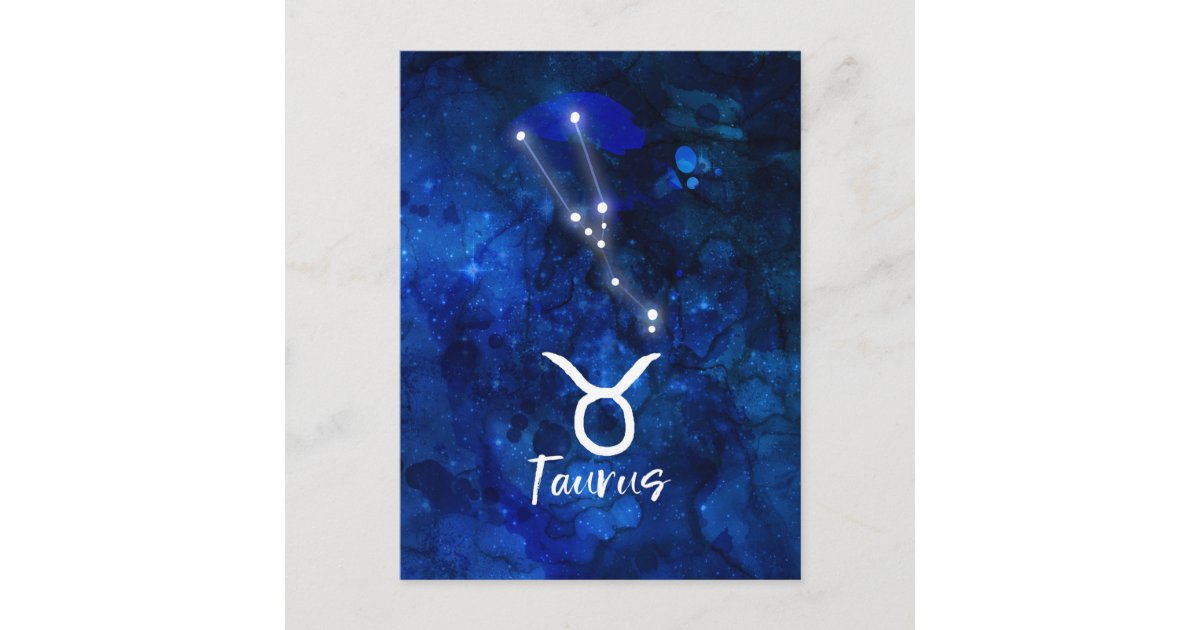 Taurus Zodiac Constellation Blue Galaxy Celestial Postcard | Zazzle