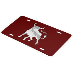 Taurus Zodiac Maroon License Plate | Zazzle
