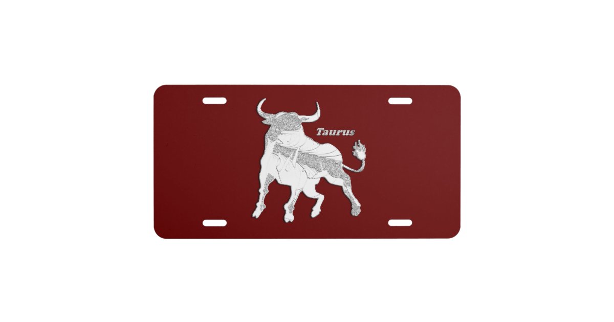 Taurus Zodiac Maroon License Plate | Zazzle