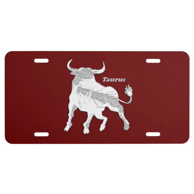 Taurus Zodiac Maroon License Plate | Zazzle