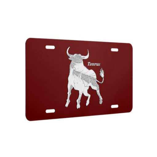 Taurus Zodiac Maroon License Plate | Zazzle