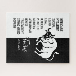 Taurus Zodiac Sign, Black & White Jigsaw Puzzle | Zazzle