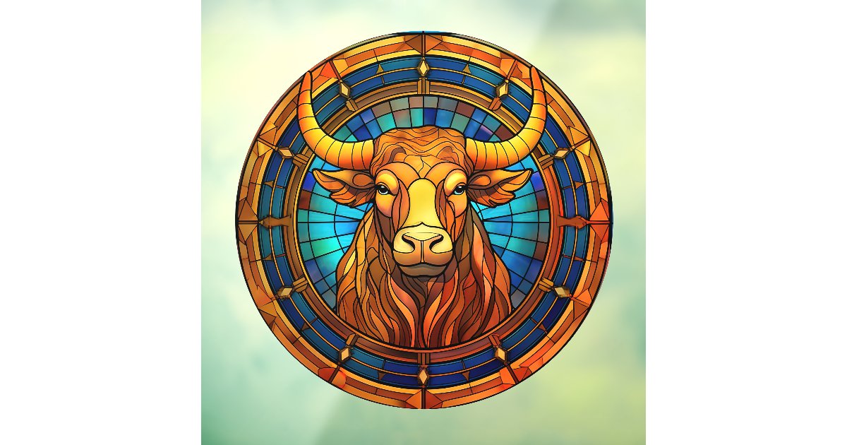 Taurus Zodiac Sign Faux Stained Glass Window Cling | Zazzle