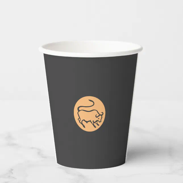 Taurus Zodiac Sign Modern Minimalist Plain Elegant Paper Cups | Zazzle