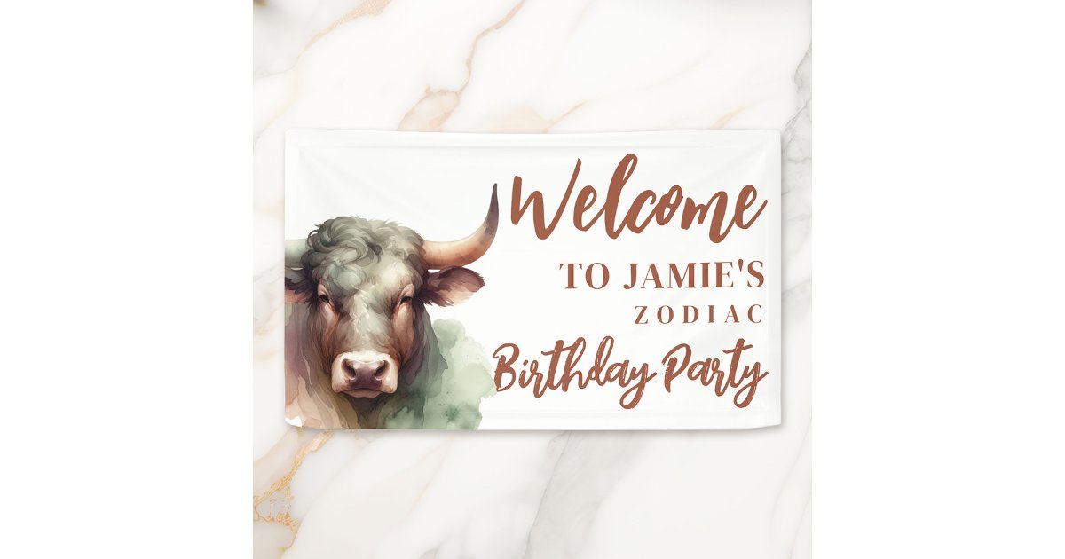 Taurus Zodiac Themed Birthday Party Welcome Sign | Zazzle