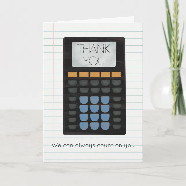 Tax Accountant CPA Math Teacher Thank You Card | Zazzle