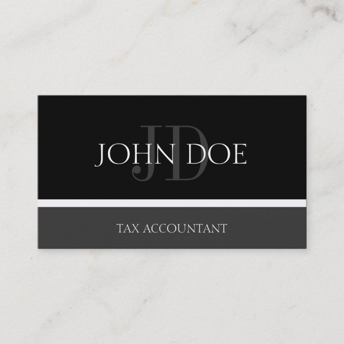 Tax Accountant/CPA Monogram Black/Dark Grey Business Card | Zazzle.com