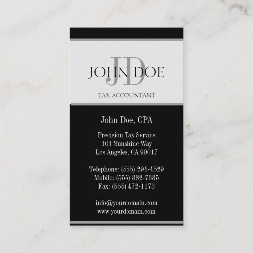 Tax Accountant Monogram 1040 Forms Black Business Card | Zazzle