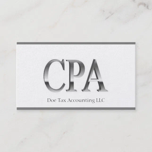 Tax Accountant Platinum Borders 3D CPA Business Card | Zazzle