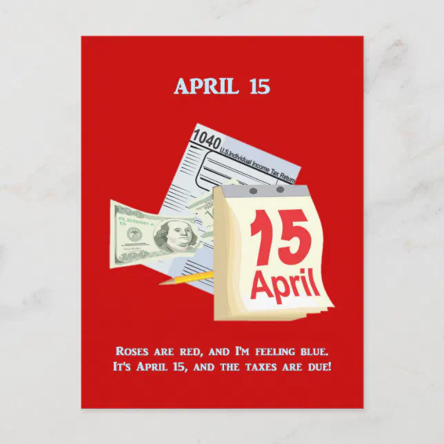 Tax Day Funny Poem Postcard | Zazzle