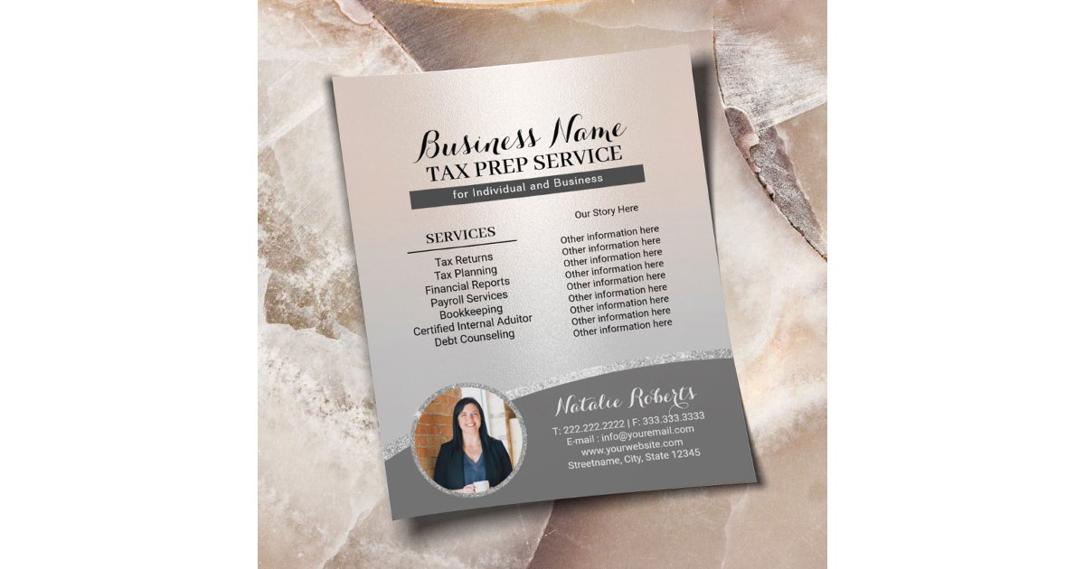 Tax Preparation Consulting Service Elegant Silver Flyer | Zazzle