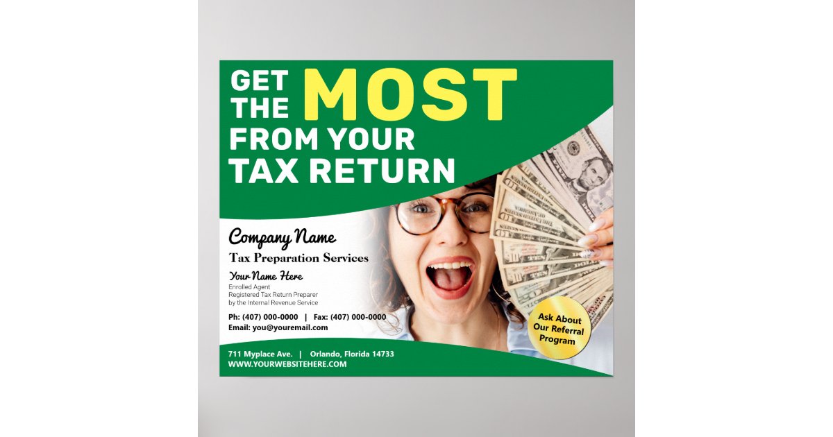 Tax Preparation (Preparer) Refund Flyer Poster | Zazzle