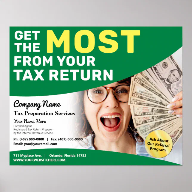 Tax Preparation (Preparer) Refund Flyer Poster | Zazzle