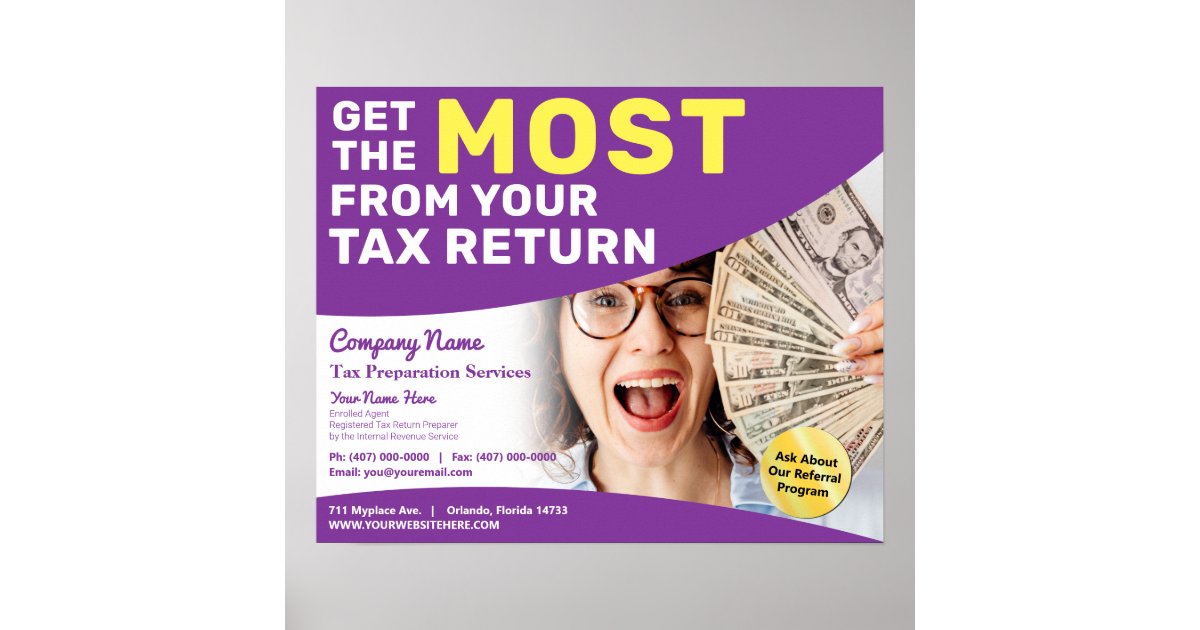 Tax Preparation (Preparer) Refund Poster | Zazzle
