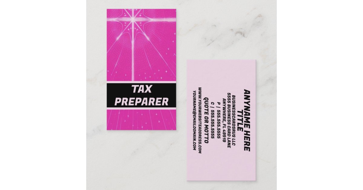 Tax Preparer Fabulous Pink Business Card | Zazzle