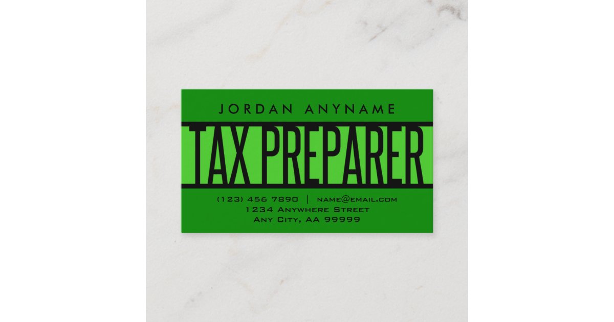 Tax Preparer Green Business Card | Zazzle