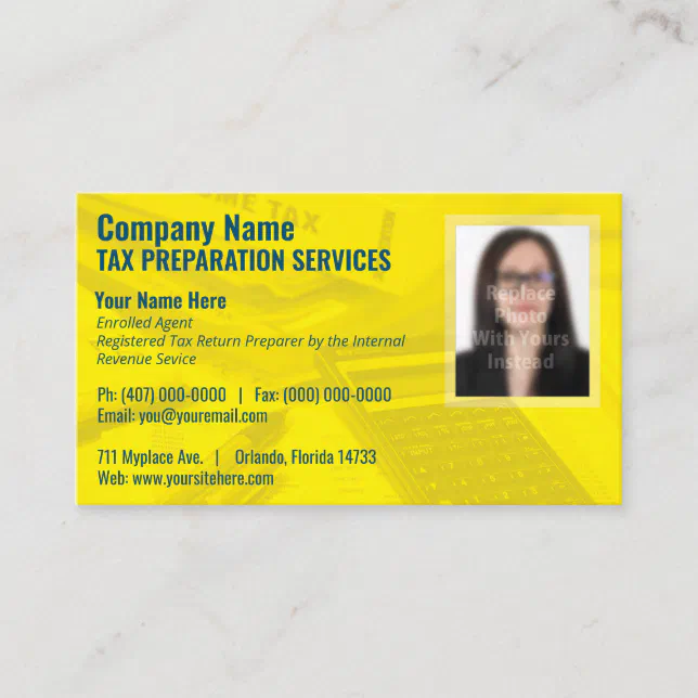 Tax Preparing (Preparer) Photo Business Card | Zazzle
