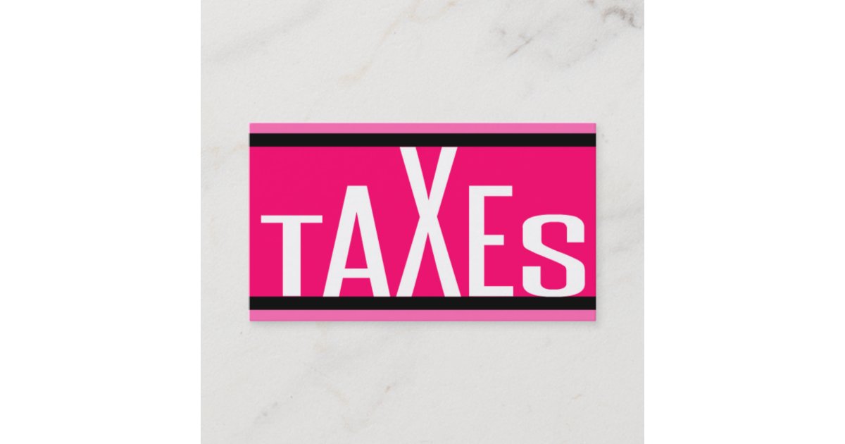 Taxes Pink Striped Business Card | Zazzle