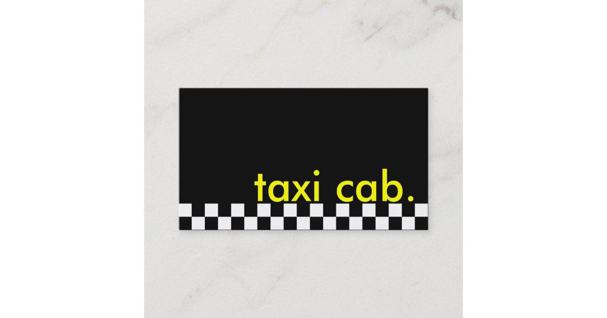 taxi cab. (checkered stripe) business card | Zazzle.com